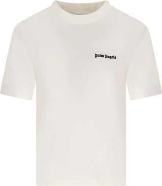 Palm Angels Femme, Tops, Blanc, Taille: 38 FR T-shirt en coton