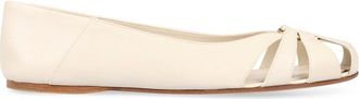 Ferragamo Femme, Chaussures, Beige, Taille: 35 1/2 EU Ballerines en cuir d&eacute;coup&eacute;