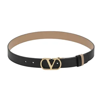 Valentino Garavani Femme, Accessoires, Noir, Taille: 75 CM Ceinture r&eacute;versible en cuir de veau brillant VLogo Signature