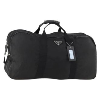 Prada Sac Boston Vintage en Nylon dOccasion - Femme - Pre-owned - Noir - Taille: ONE Size