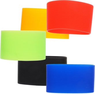 Supvox Silikon Flaschenh&uuml;lle 5 St&uuml;ck Hitzebest&auml;ndig Und W&auml;rmeisolierend Elastisches Glasbecherband Rutschfester Becher&uuml;berzug Sch&uuml;tzend Und Farbecht F&uuml;r Hei&szlig;