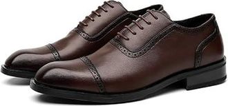 Generic Richelieu à Lacets for Homme, Bout uni, Bruni, Cuir Vegan, Bout renforcé, Semelle en Caoutchouc, Talon carré, Bas, antidérapant, Classique(Marron,43 E