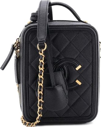 Chanel Filigree Vertical Vanity Case Quilted Caviar crossbody bag - Schwarz