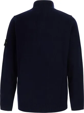 Stone Island Mens High-Neck Wool Sweater Blue Tops Top