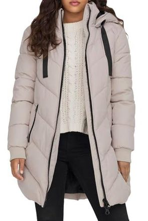 Jacqueline de Yong JdY Femme Veste À Capuche Rembourrée Skylar OTW Noos Manteau Matelassé, Gris Chateau/détails : Noir, M EU