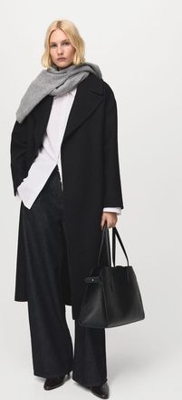 Mango Mantel aus Manteco-Wolle mit G&uuml;rtel schwarz - Damen - XS - MANGO