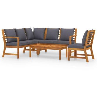 vidaXL 5-tlg. Garten-Lounge-Set mit Auflagen Massivholz Akazie - Vidaxl