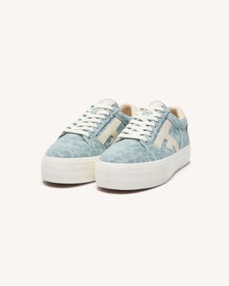 Faguo Baskets l&eacute;opard bleu et cr&egrave;me
