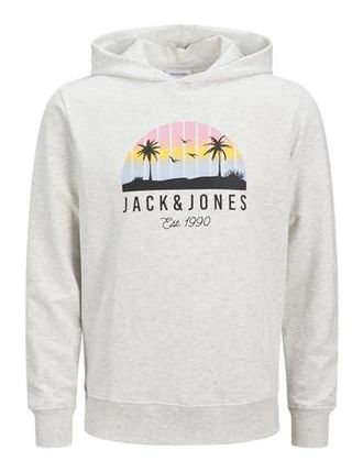 Jack & Jones Hood Jjpalm Sweat à Capuche, Blanc-Gris, M Homme