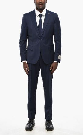Corneliani CC COLLECTION Virgin Wool Nadelstreifenanzug With Pattentaschen Corneliani