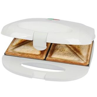 Clatronic Appareil &agrave; Sandwich ST3813 Blanc - Plaques Triangulaires Antiadh&eacute;sives, Poign&eacute;e Calorifug&eacute;e, R&eacute;gulateur de Temp&eacute;rature Automatique, Syst&egrave;me de Verroui