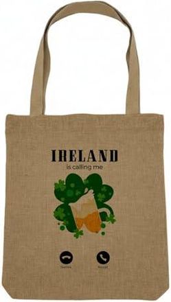 Fabulous Sac Shopping Tote Bag Aspect Lin - Ireland Is Calling Me Beer Party - Sac de Courses Toile Epaisse 360g Beige Naturel Cabas Port&eacute; Epaule Solide Imprim