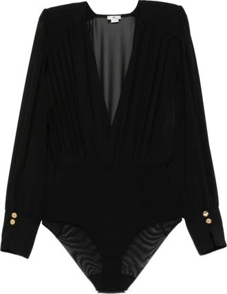 Elisabetta Franchi Body mit Falten - Schwarz