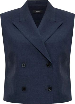 Theory Doppelreihige Weste aus City Twill - - Jackets - Damen - Blau - S