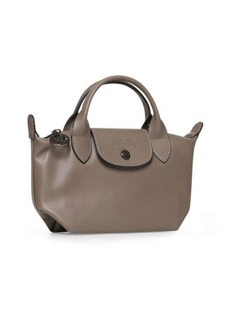 Longchamp Womens Top Handle Bag Le Pliage Xs Calf Leather Mud Handbags Hand