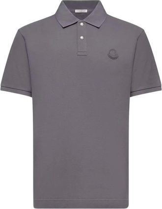 Moncler Homme, Tops, Gris, Taille: XL Polo en Piqu&eacute; de Coton avec &Eacute;cusson Logo