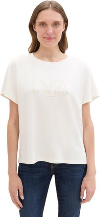 Tom Tailor Damen 1043129 Basic T-Shirt mit Scuba-Stoff, 10315-Whisper White, XXL