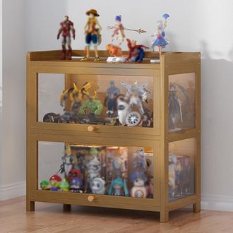 Generic 3-stöckiger Durchsichtiger Vitrinenschrank, Kuriositätenschrank mit Acryltüren, Klapptürdesign, for Wohnzimmer und Schlafzimmer(Brown,60cm/23.6in)