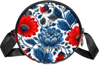 Generic Sac &agrave; bandouli&egrave;re circulaire pour femme, style boh&egrave;me, motif floral, petit sac &agrave; dos &agrave; bandouli&egrave;re avec fermeture &eacute;clair, bretelles r&eacute;glables, sac &agrave; m