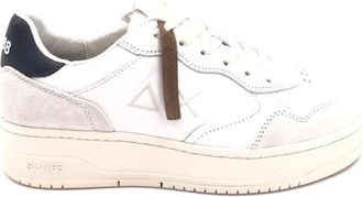 Sun 68 Homme, Chaussures, Blanc, Taille: 40 EU Baskets en cuir blanc Talon bleu
