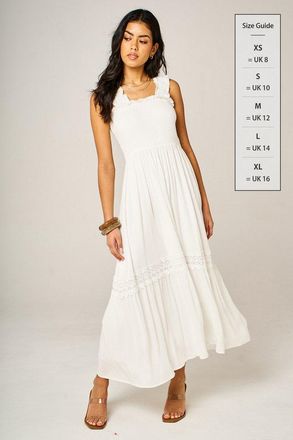 FS Collection Tr&auml;gerkleid Damen Tr&auml;gerkleid Maxikleid Sommerkleid Freizeitkleid mit Spitze (XS (EU:36 / UK:8) &middot; S (EU:38 / UK:10) &middot; M (EU:40 / UK:12) &middot; L (EU:42 / U