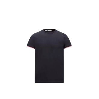 Moncler Trikolore-besetztes Baumwoll-T-Shirt - - Tops - Herren - Blau - L