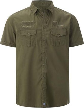 Jan Vanderstorm Homme Chemise À Manches Courtes Alpri Olive, 43/44