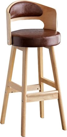 Generic K&uuml;chenbarhocker in Tresenh&ouml;he, gepolstert mit Kunstleder, R&uuml;ckenlehne, Holzbeinen und Fu&szlig;st&uuml;tze, 66/76 cm