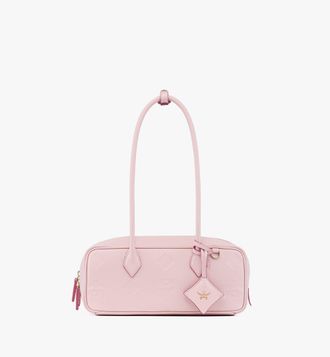 MCM Aren querformatige Schultertasche aus Leder mit Maxi-Monogramm