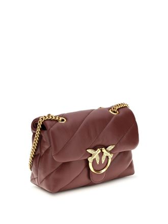 Pinko Womens Love Mini Puff Shoulder Bag Ribes Intenso-Antique Gold Calf Leather Bos Taurus