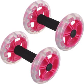 Hemobllo 2 St&uuml;ck pack Bauchmuskeltrainerrolle mit Doppelr&auml;dern Stabiles Bauchrad aus Kunststoff Rosa f&uuml;r Effektives Core Training zu Hause und B&uuml;ro
