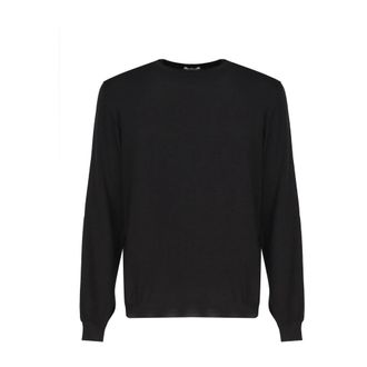 Malo Luxuri&ouml;ser Crew Neck Seidenpullover - - Sweatshirts & Hoodies - Herren - Schwarzk - 4XL