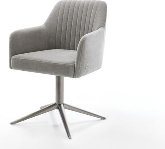 DELIFE Drehstuhl Greg-Flex Strukturstoff Soft Grau Fußkreuz Graphit 360° drehbar Wippfunktion Taschenfederkern, Esszimmerstühle