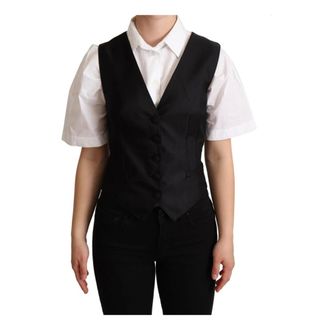 Dolce & Gabbana Femme, Vestes, Noir, Taille: 34 FR Gilet sans Manches en Soie