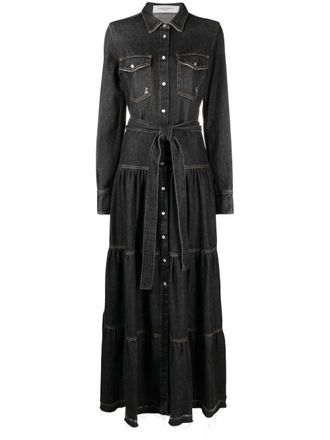 Golden Goose robe-chemise en jean à effet usé - Noir