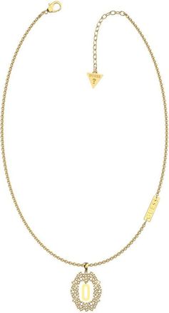 Guess Halskette mit Initialen My Name, Buchstaben A-V, vergoldet mit wei&szlig;en Zirkoniasteinen, Einheitsgr&ouml;&szlig;e, Metall, Kein Edelstein