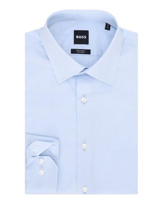 HUGO BOSS Elastisches Baumwollhemd mit Kentkragen, Extralang, Regular in