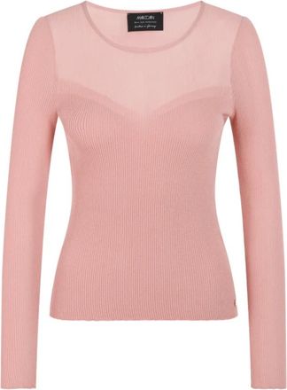 Marc Cain Rundhals-Pullover mit Rippstrick - - Knitwear - Damen - Orange - S