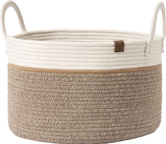 La Jolíe Muse LA JOLIE MUSE Geflochtener Korb Baumwollseil Aufbewahrungskörbe - Großer Baumwollkorb, Wäschekorb für Decke, Kinderspielzeug,Korb S Wäschekorb für Kin