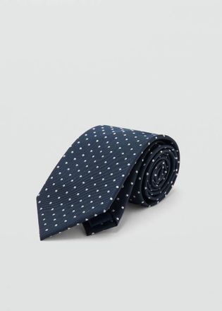 Mango Cravate soie pois bleu marine - Homme - Taille unique - MANGO MAN