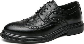 Generic Chaussures Oxford habillées for Hommes, à Lacets, Bout Rond, en Cuir, imprimé Crocodile, Patchwork, Bouts daile, Talon carré, Basses, antidérapantes, 