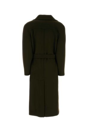Stella McCartney Womens Bottle Green Wool Coat Darkkhaki F: Cupro T1: Cappotti