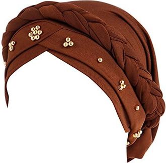 FNKDOR Bonnet Turban Chic Femme Front Croisé Coton Stretch Bonnet de Nuit Chapeaux Bandeau Chapeau de tête de Cancer de Chimio Couvre-Chef Ethnique Pré-noué 