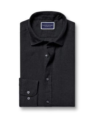CHARLES TYRWHITT Reines Leinenhemd - Schwarz