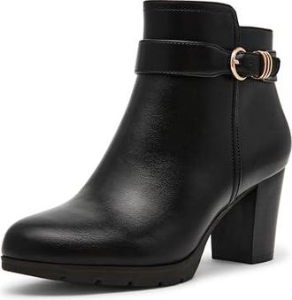 Anne Klein Femme Rumor Bottine, Noir Lisse, 38.5 EU