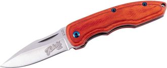 Herbertz Taschenmesser, AISI 420 Stahl, rostfrei, Liner Lock Pakkaholz Griff, Fangriemenöse, titanblauer Taschenclip, scharfes Klappmesser & Outdoor-Messer für