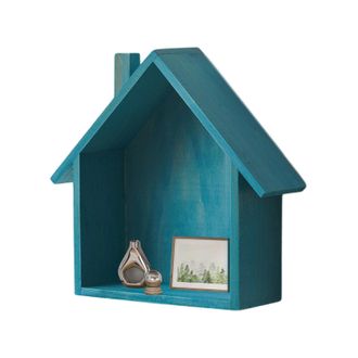 Generico House Shaped Shelf - House-Shaped Wall Display Case | 1 x Wall Mounted Wooden Display Shelves | Cute Small Nursery Decorative Shelf Decor, House Frame