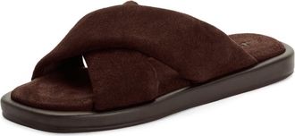 Tamaris Damen Pantolette Leder flach, braun, 37 EU