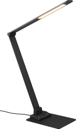 Trio Leuchten LED Schreibtischleuchte Travis 545310132, Metall Schwarz matt, inkl. 6.5 Watt LED, Dimmer, Lichtfarbe einstellbar, USB & USB-C Anschluss mit Ladefunkt