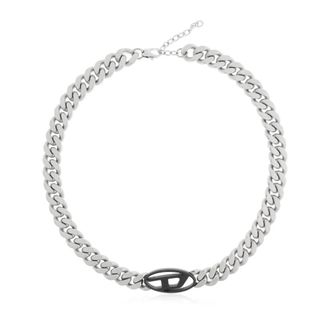 Diesel Zweifarbige Halskette mit Edelstahlkette - - Accessories - Damen - Grau - ONE SIZE